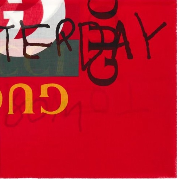 Gucci | Accessories | Gucci Limited Red Coco Capitn Logo Silk Shawl ...